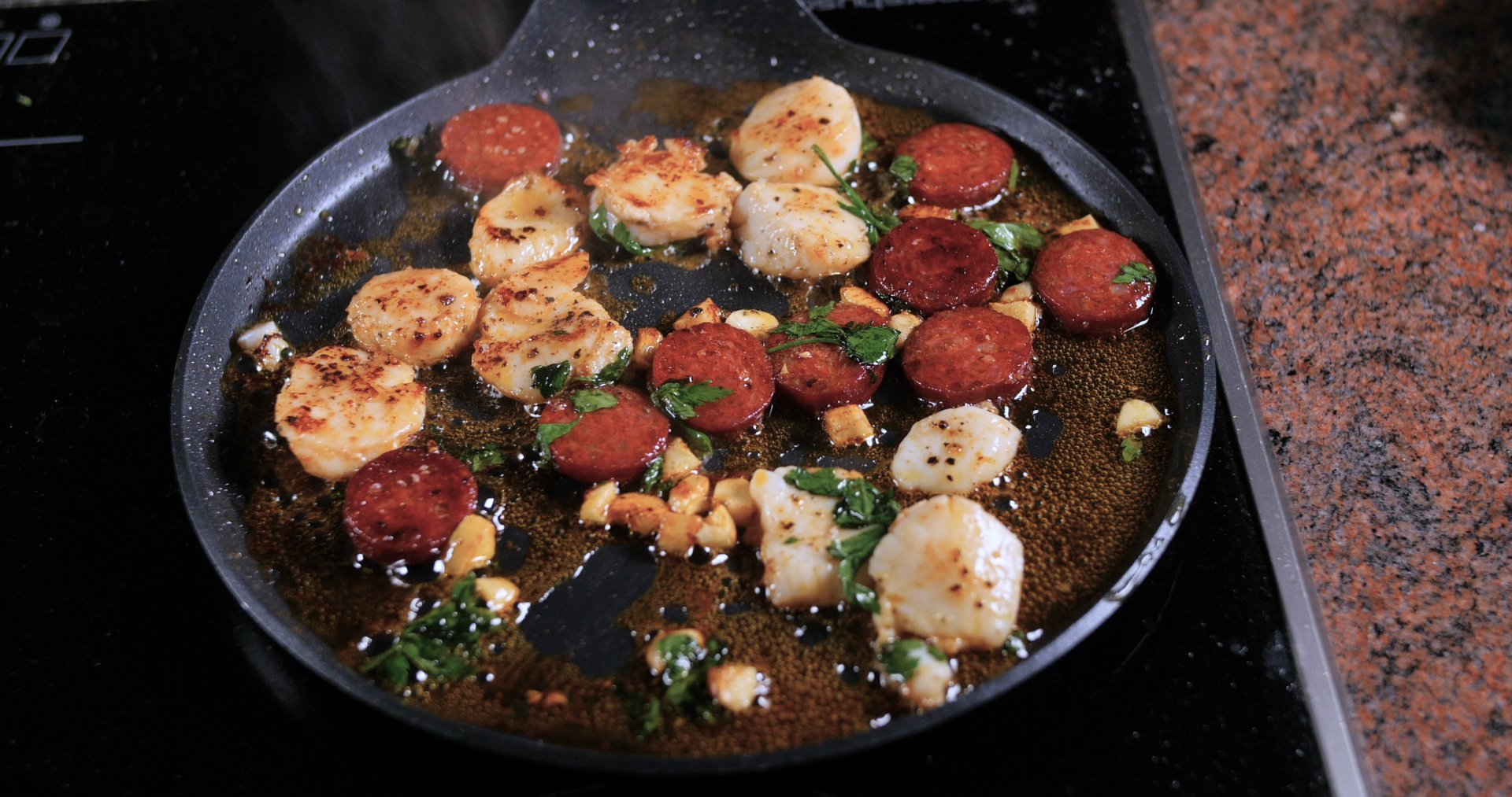 Scallops and Chorizo