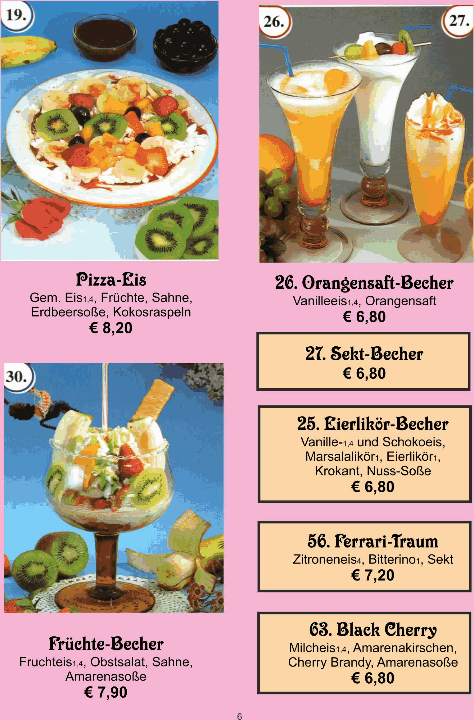 Eis-Café - Eiskarte