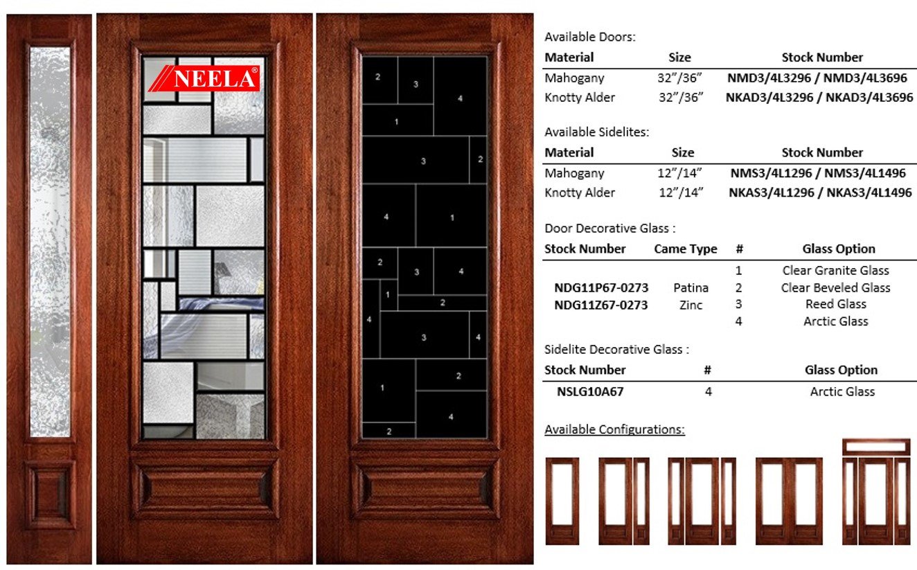 3/4 Lite Decorative Glass, Door & Sidelite