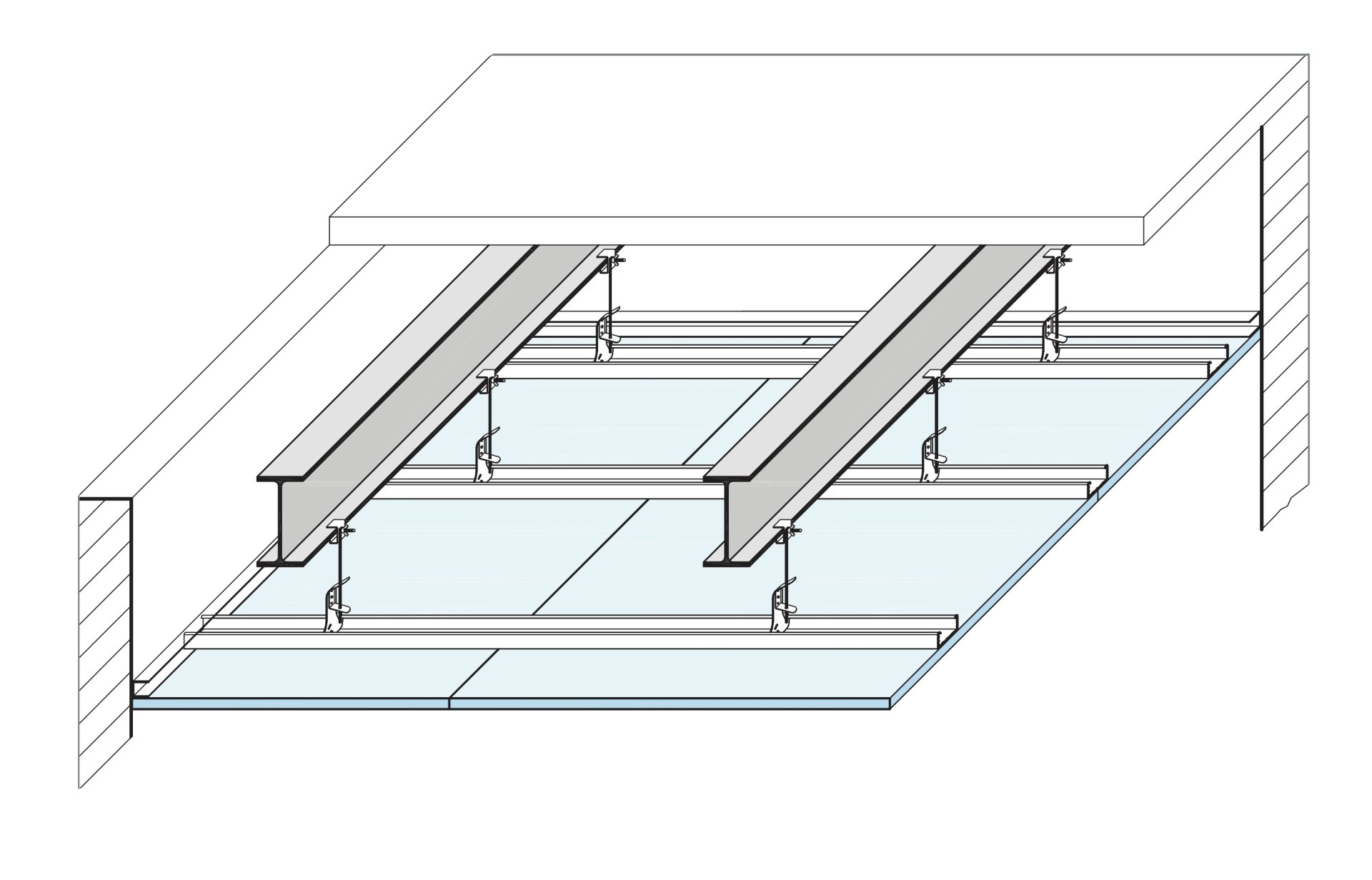 Design-Decken, Unterdecken, Dachsystem, Holzbalkendecken-System