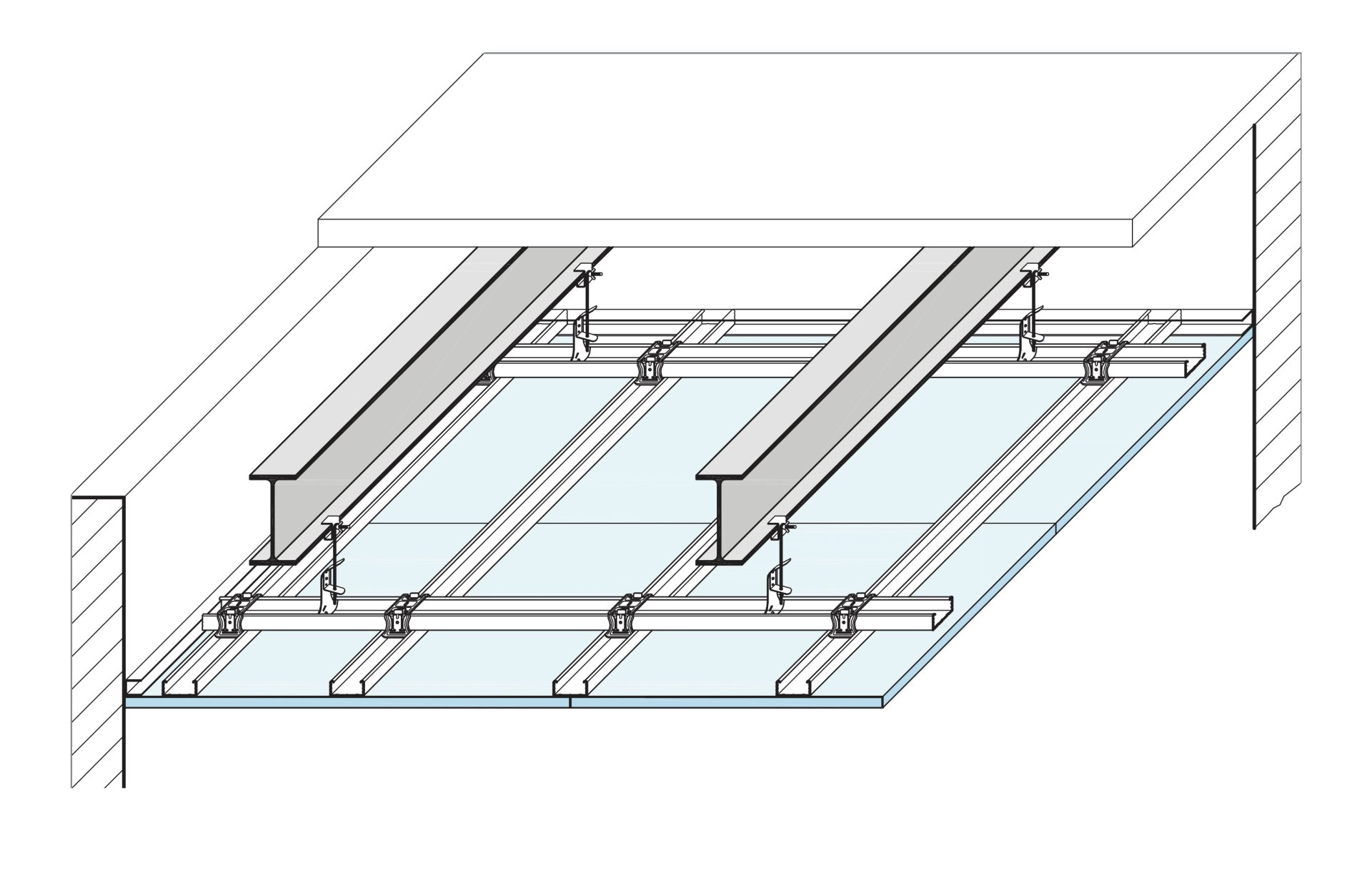 Design-Decken, Unterdecken, Dachsystem, Holzbalkendecken-System