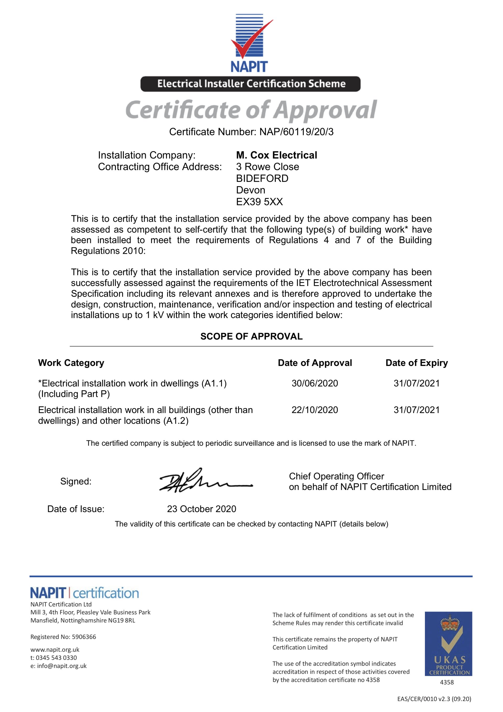 Approved Electrician based in North Devon, Bideford