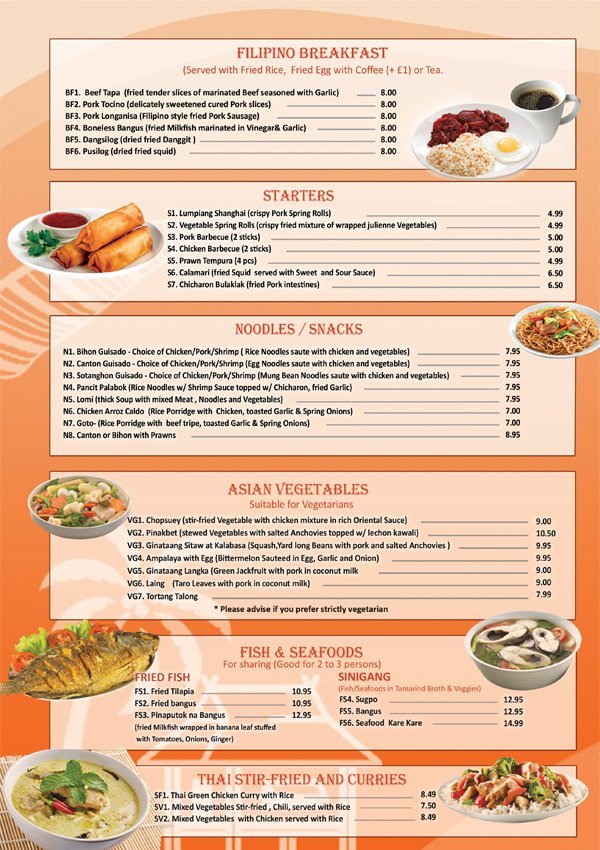 Kamayan Sa Earl's Court - Our Menu, filipino cuisine,filipino food delivery