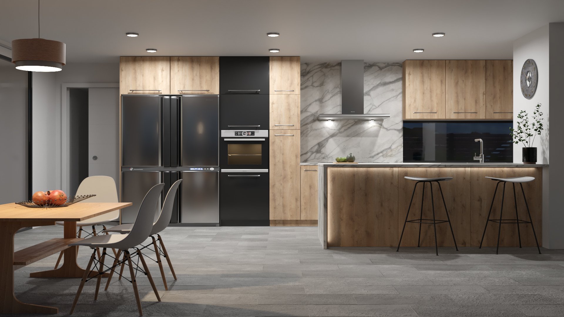 Estudio CGM - Render 3d interior nocturno. Australia