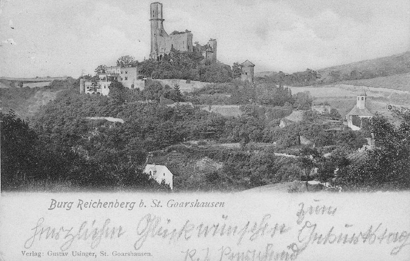 Burg Reichenberg auf Stichen und alten Postkarten