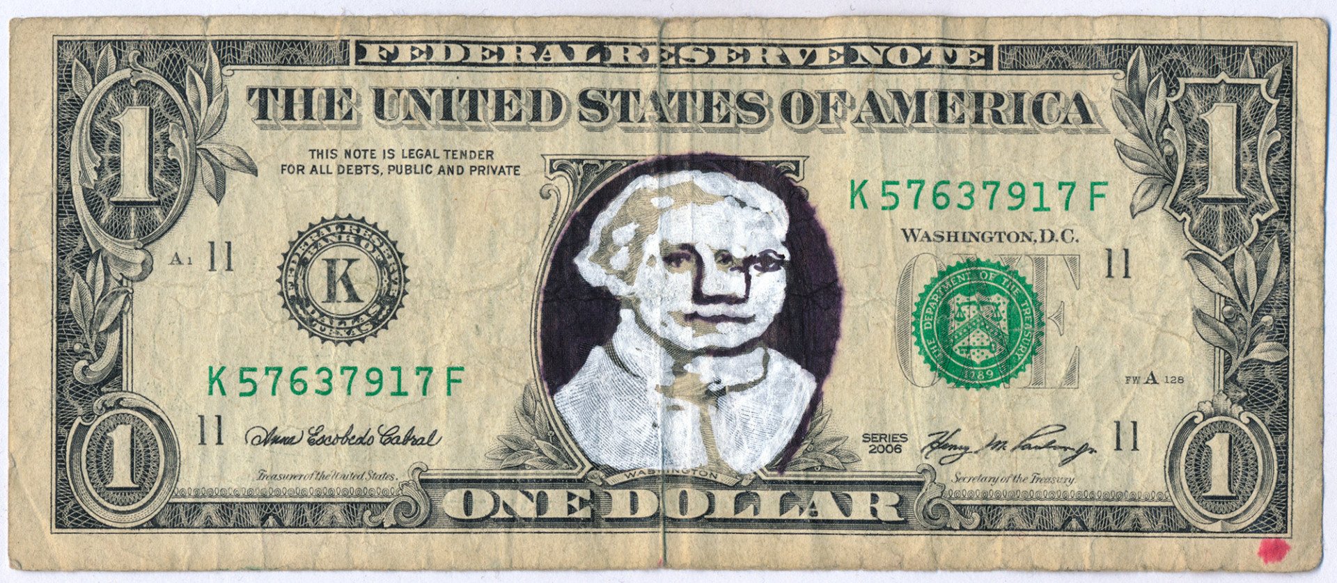 Dollarfaces overpainted Dollar Notes by Sebastian Bieniek (B1EN1EK)