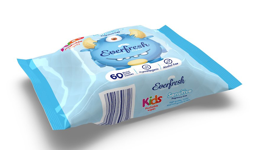 Everfresh Baby and Flushable Toddler and Adult Moist Toilet Wipes