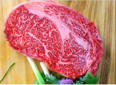Das Fleisch der Wagyu (Kobe)-Rinder