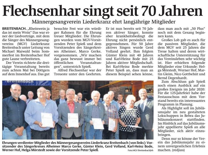 Männergesangverein 1895 Liederkranz Bebra-Breitenbach