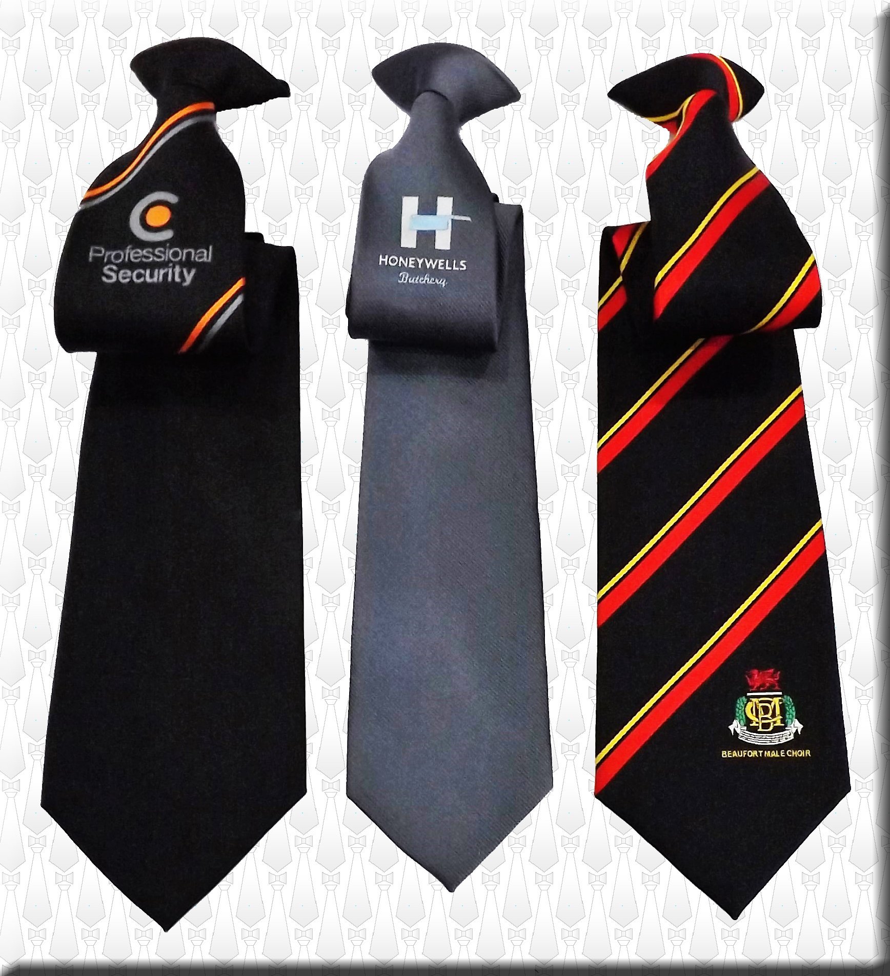 Bespoke Corporate ties and security clip-on ties,