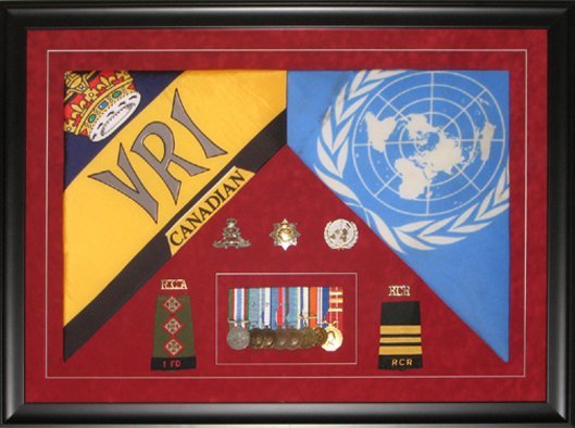 Flag Shadow Box - RCR and UN Peacekeeping Flags
