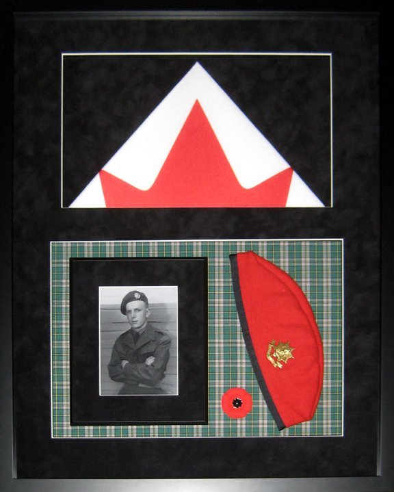 Flag Shadow Box - Canadian Flag and Carleton & York Regiment