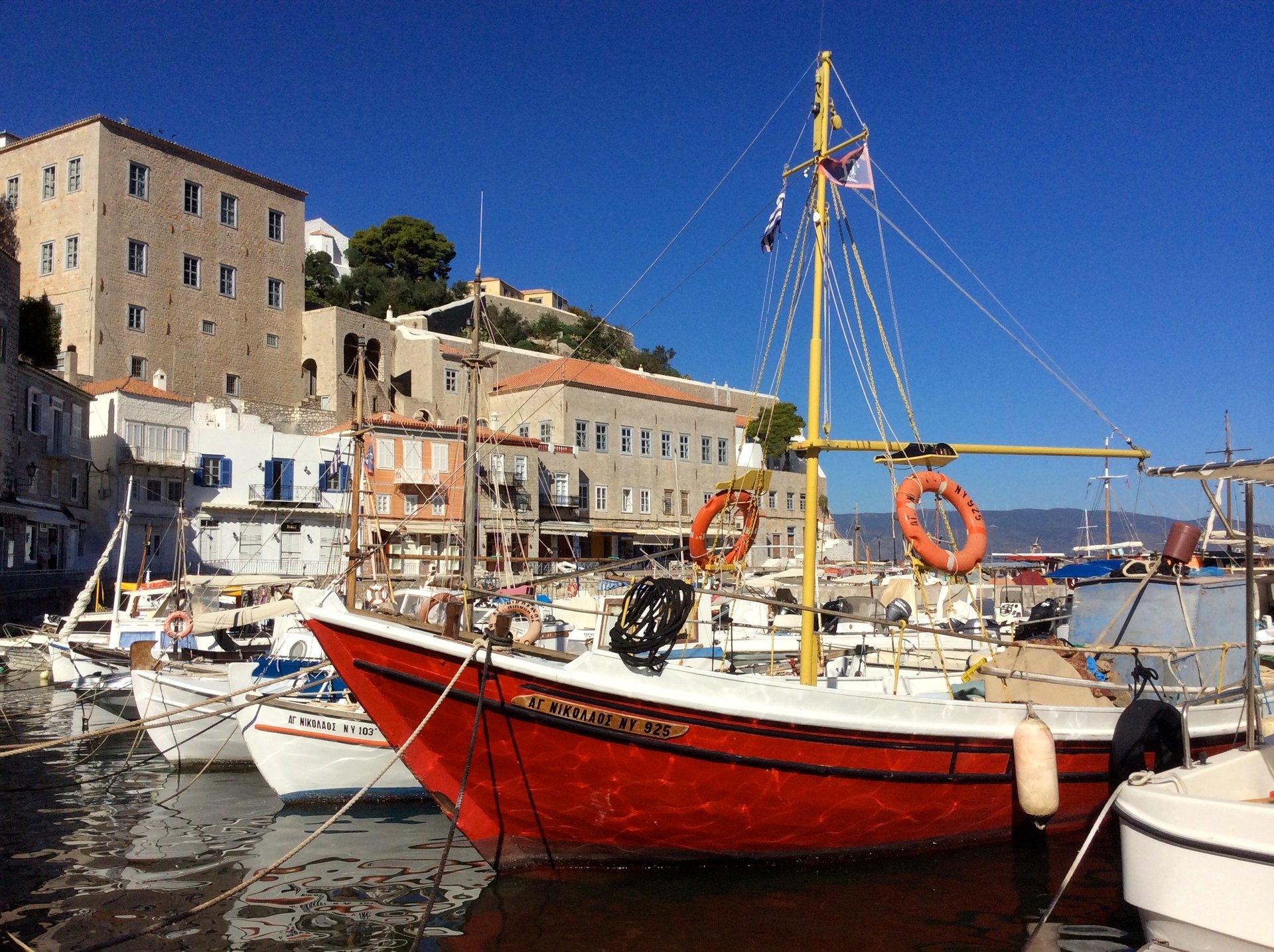 Hydra Harbour on Hydra Island Greece
