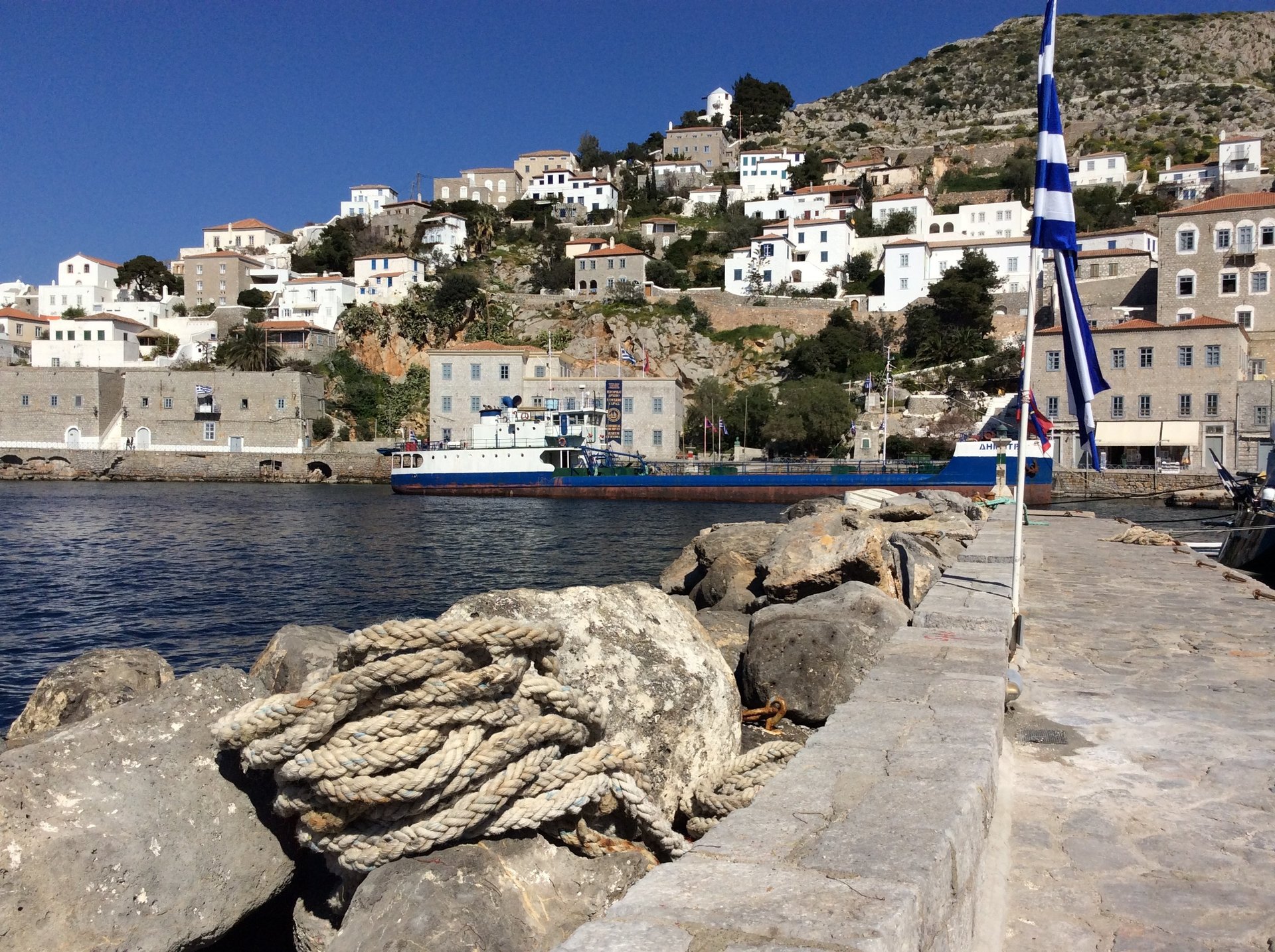 Hydra Harbour on Hydra Island Greece