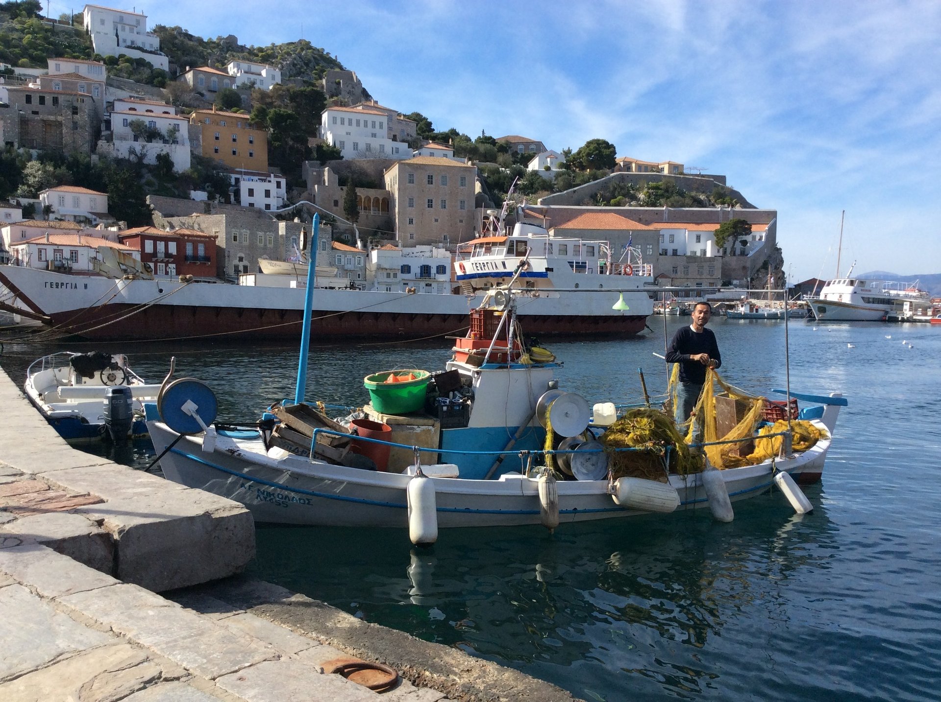 Hydra Harbour on Hydra Island Greece