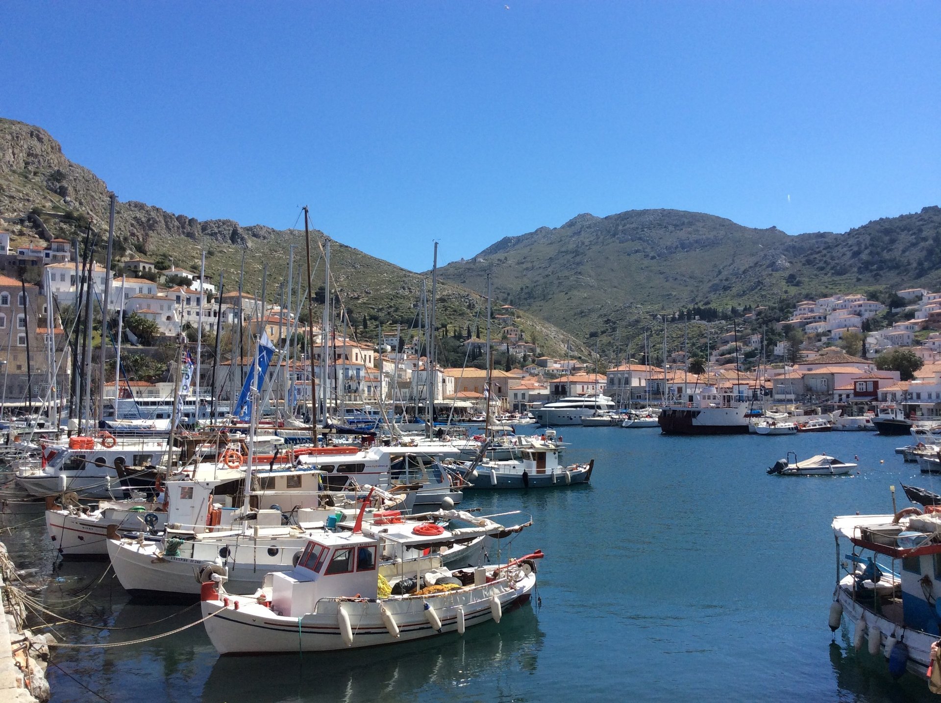 Hydra Harbour on Hydra Island Greece
