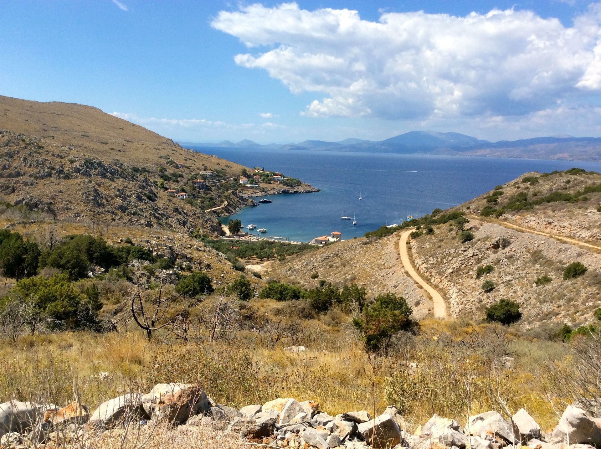 Mandraki Bay on Hydra Island Greece
