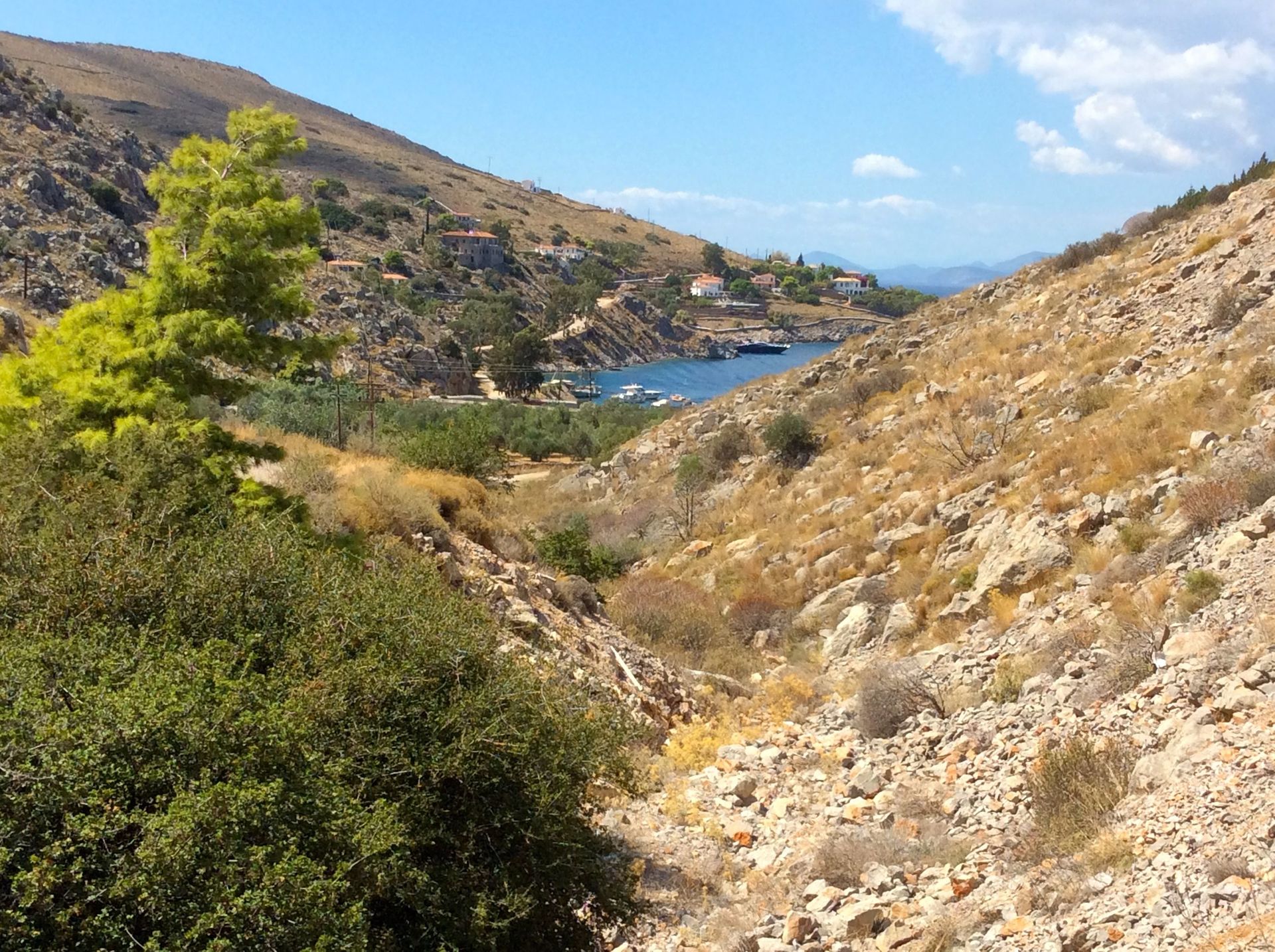 Mandraki Bay on Hydra Island Greece