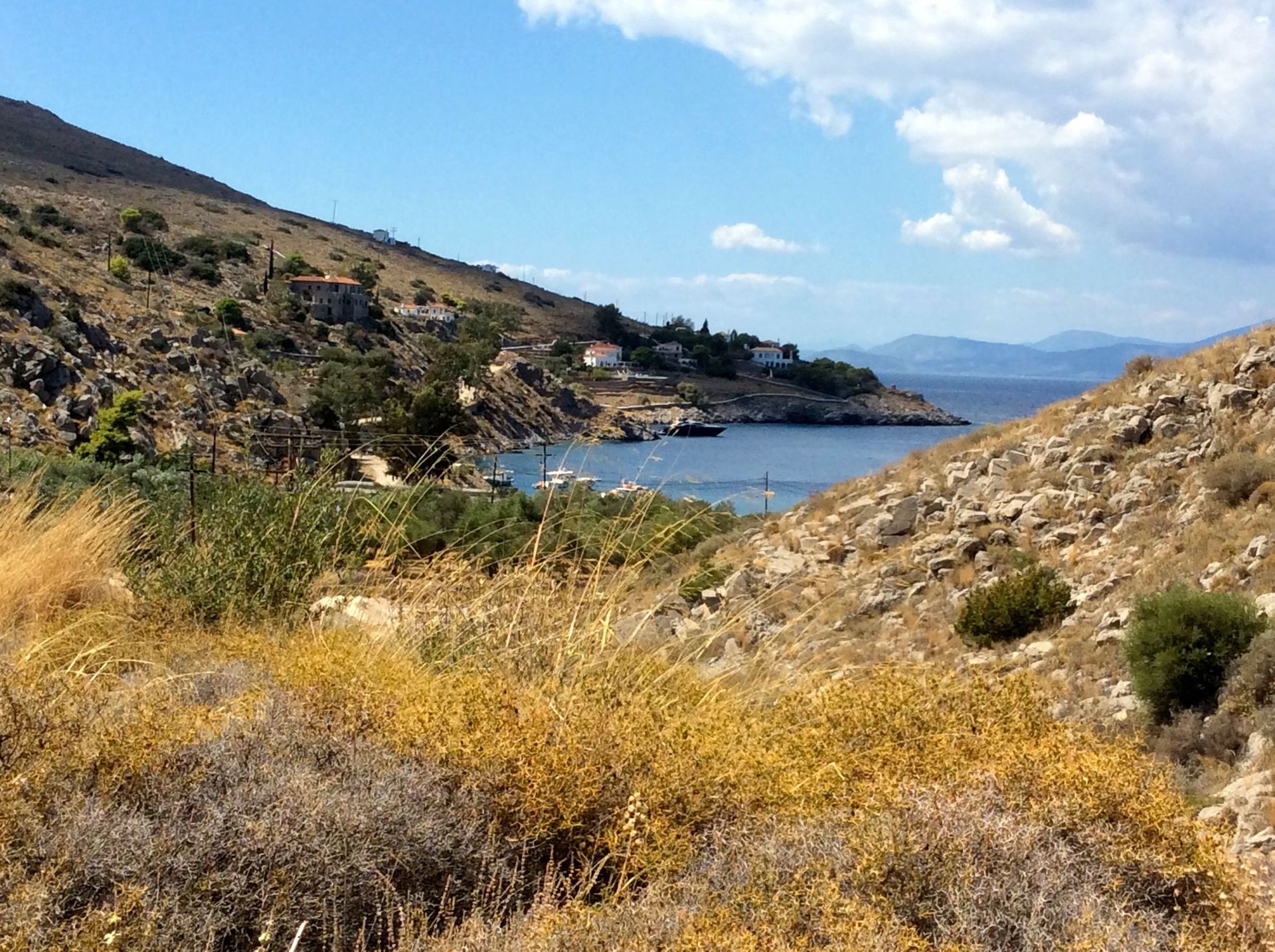 Mandraki Bay on Hydra Island Greece