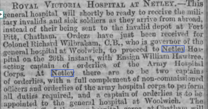 History of the Royal Victoria Military Hospital, Netley