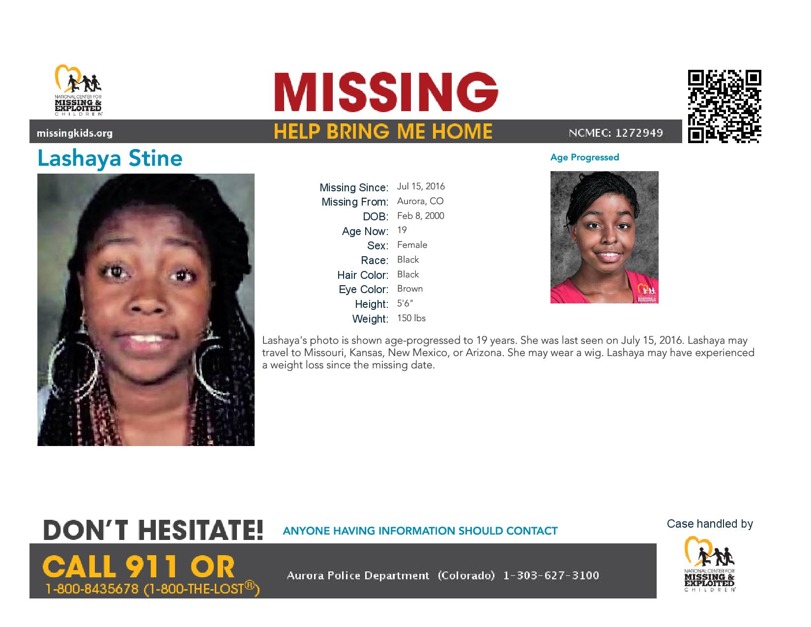 Missing: Lashaya Stine and Jack "Don" Lewis