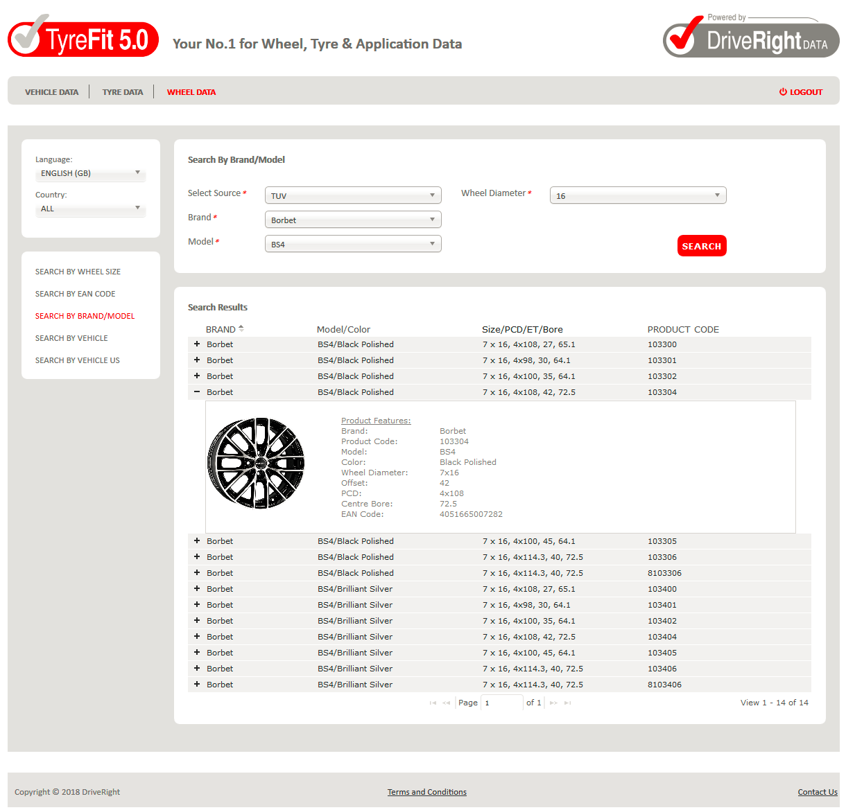 Wheel Product | Wheel Fitment Data | DriveRightData