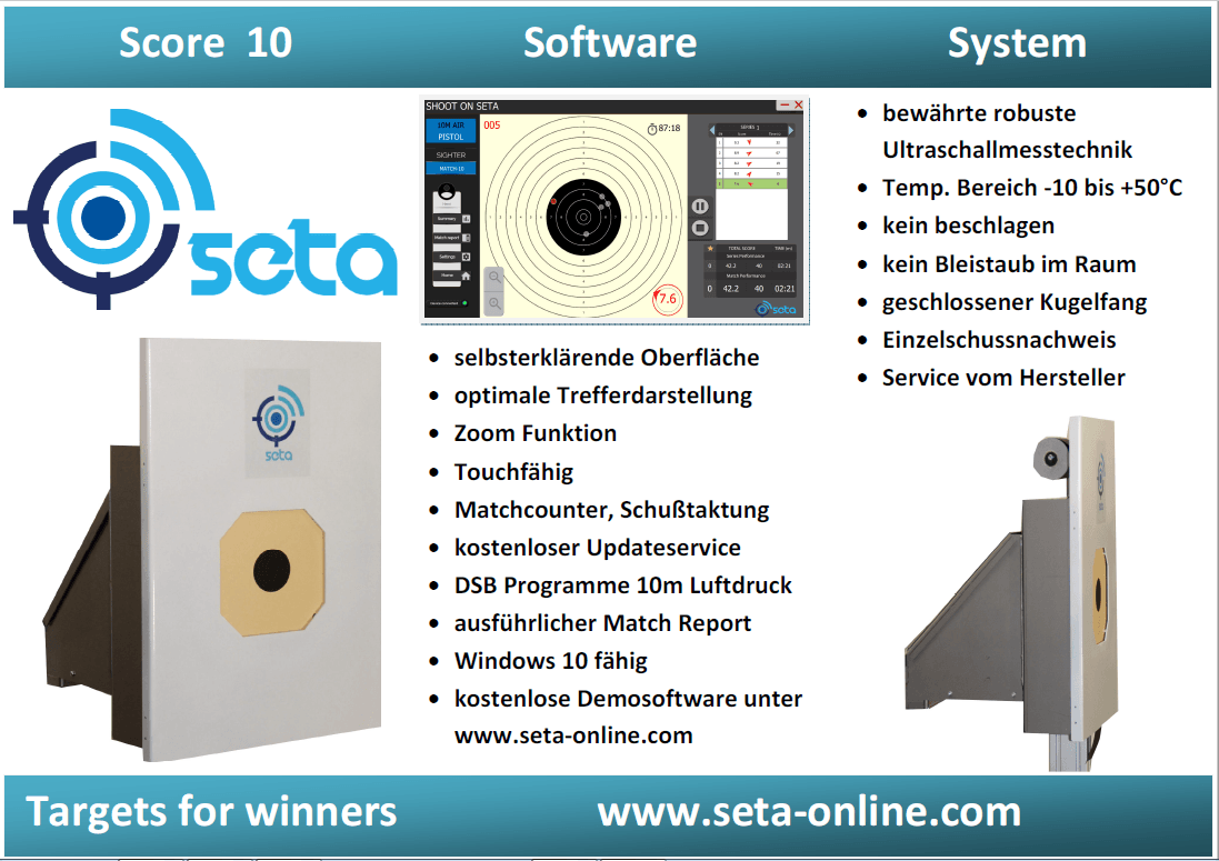 SETA elektronische Scheibe Schießstand Trefferauswertung DSB