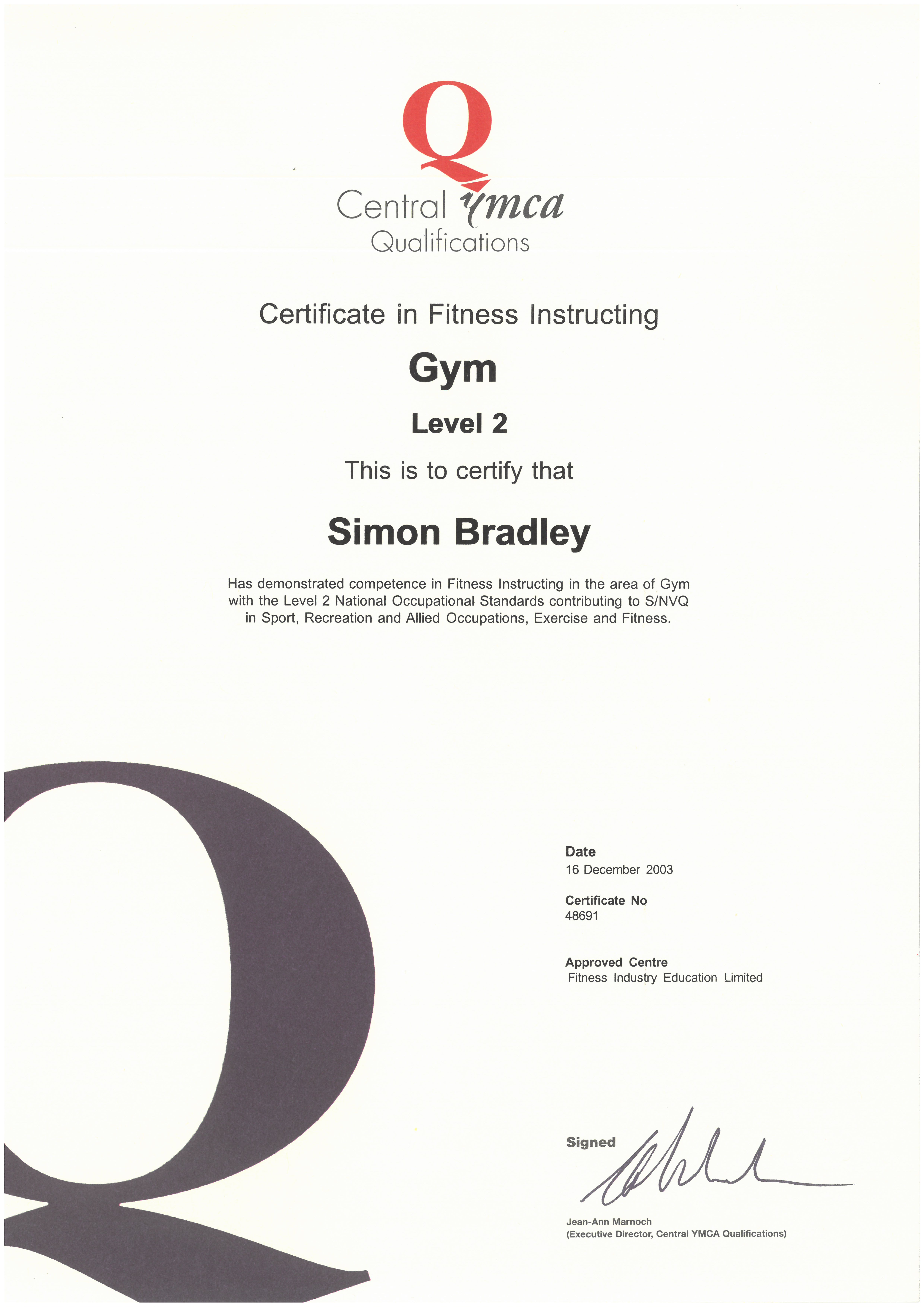 Qualifications Simon Bradley