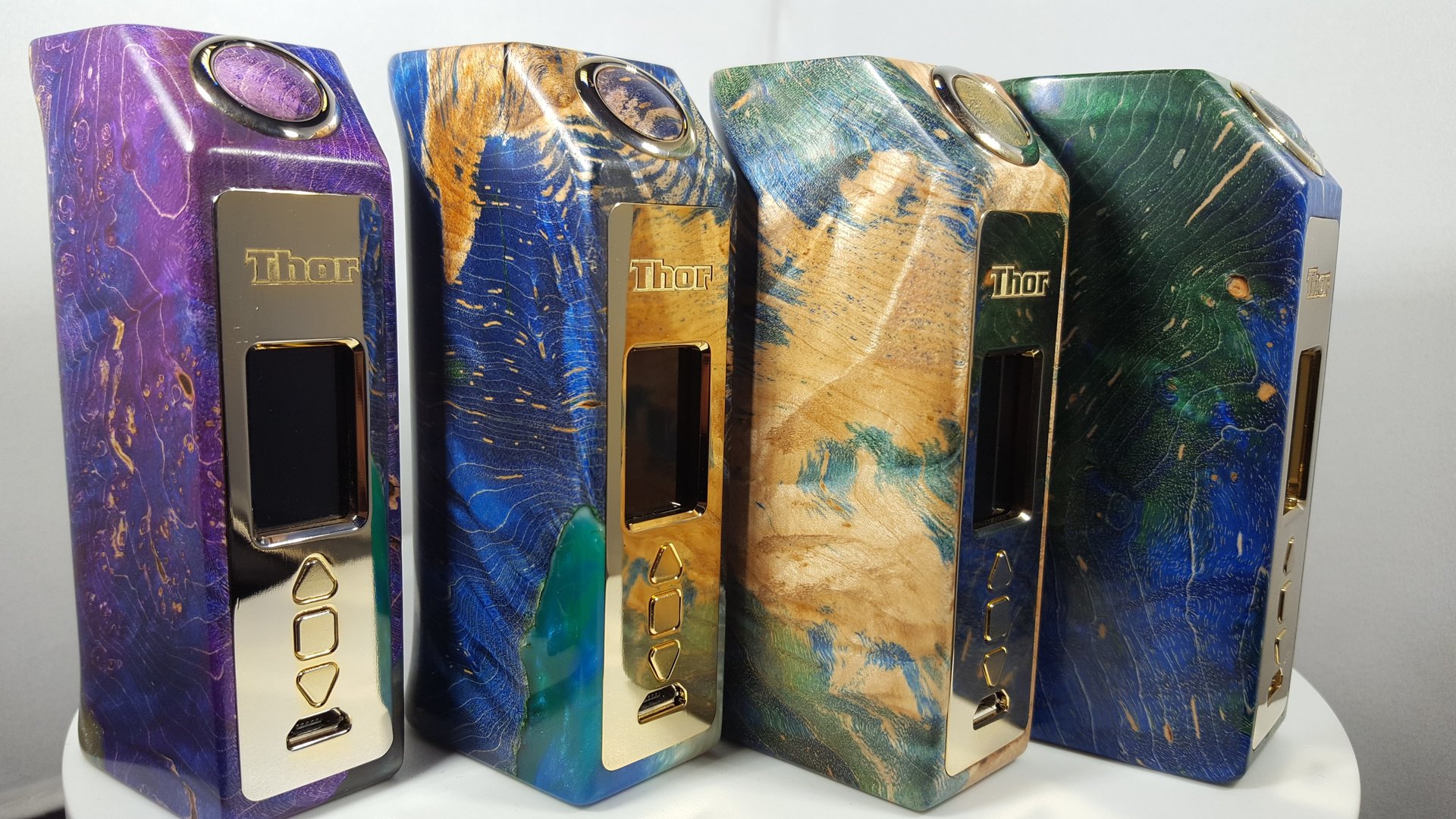 Asmodus UK high end stabilized wood box mod and squonkers