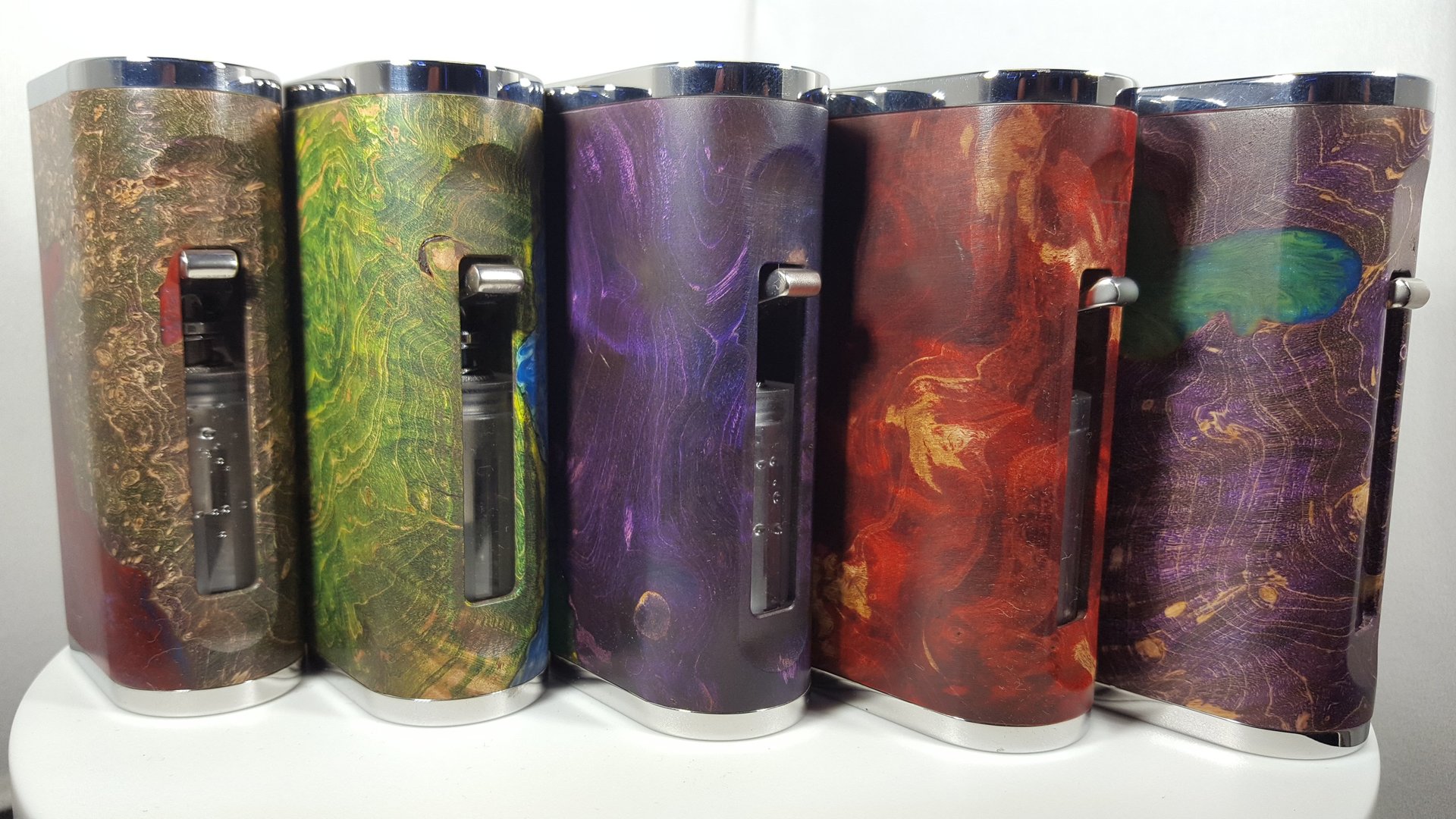 Asmodus UK high end stabilized wood box mod and squonkers