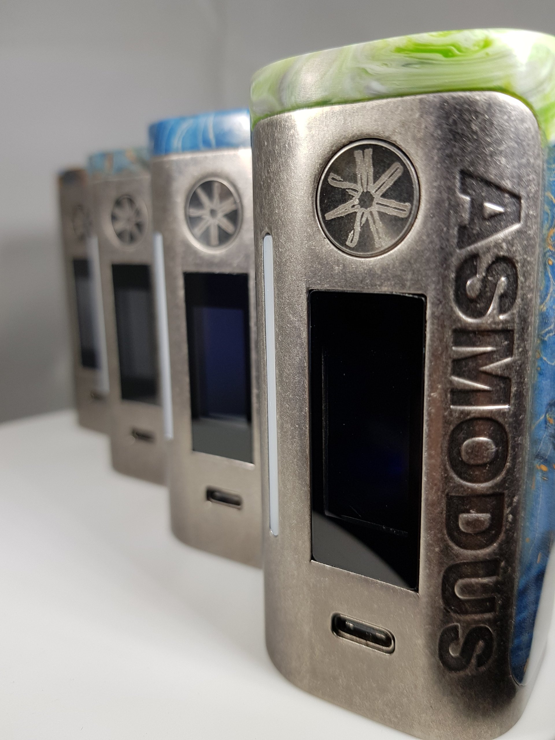 Asmodus UK high end stabilized wood box mod and squonkers