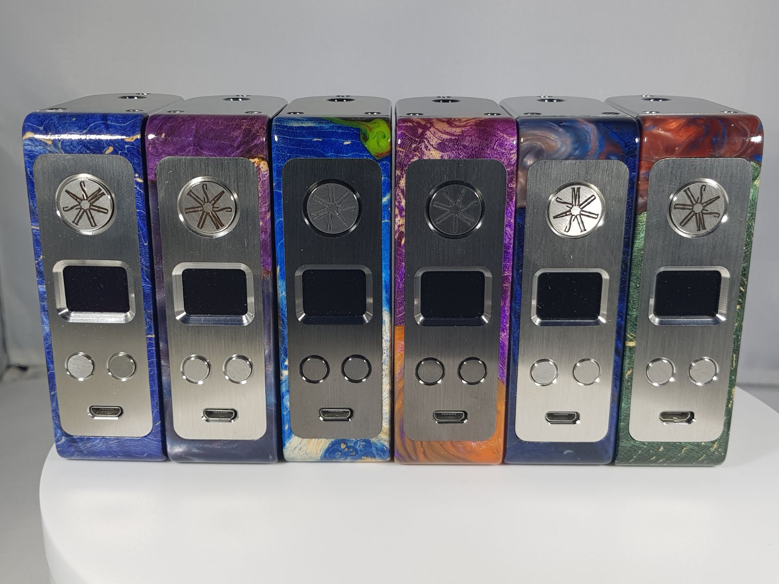 Asmodus UK high end stabilized wood box mod and squonkers