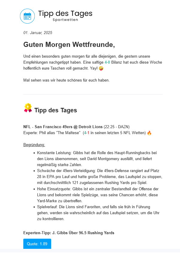 Tipp des Tages – Unsere Wett-Bilanz & Erfolge | Records