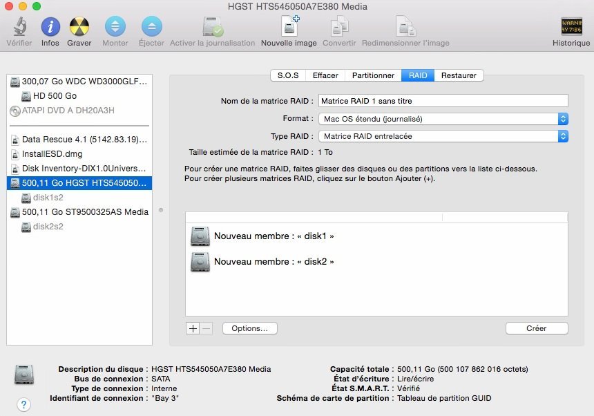 Raid Logiciel Mac - Utilitaire du disque