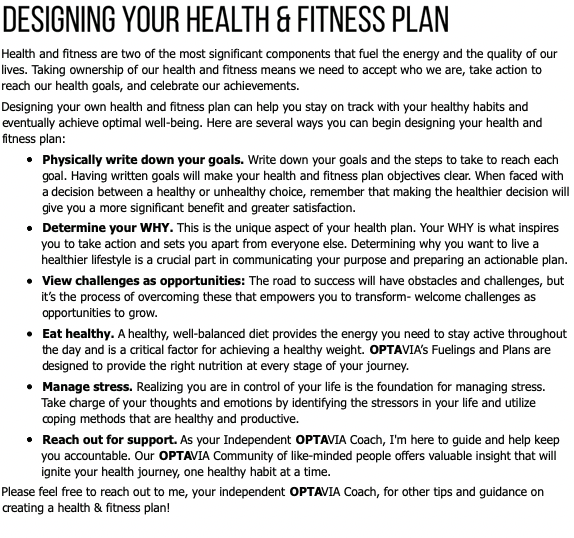 Designing Your Health & Fitness Plan
