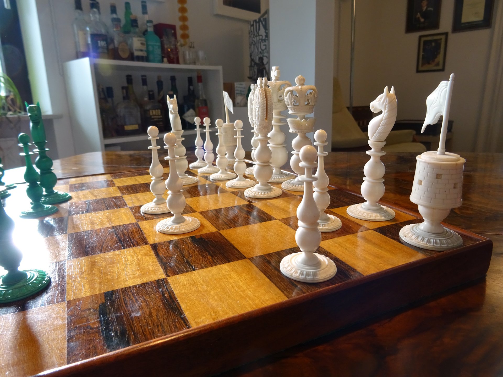 Cantonese Export "Burmese" Ivory Chess Set, ca. 1820-1850