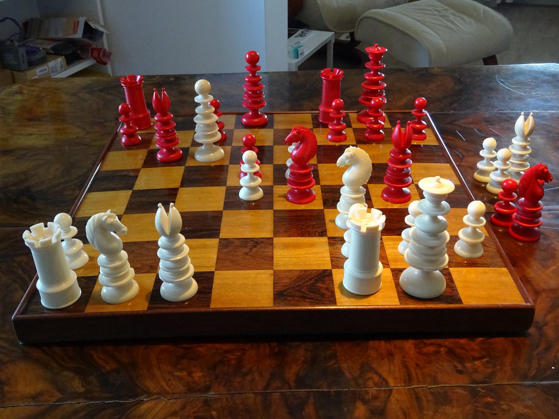 English Ivory Chess Set, "St. George" Pattern, Calvert, ca. 1830