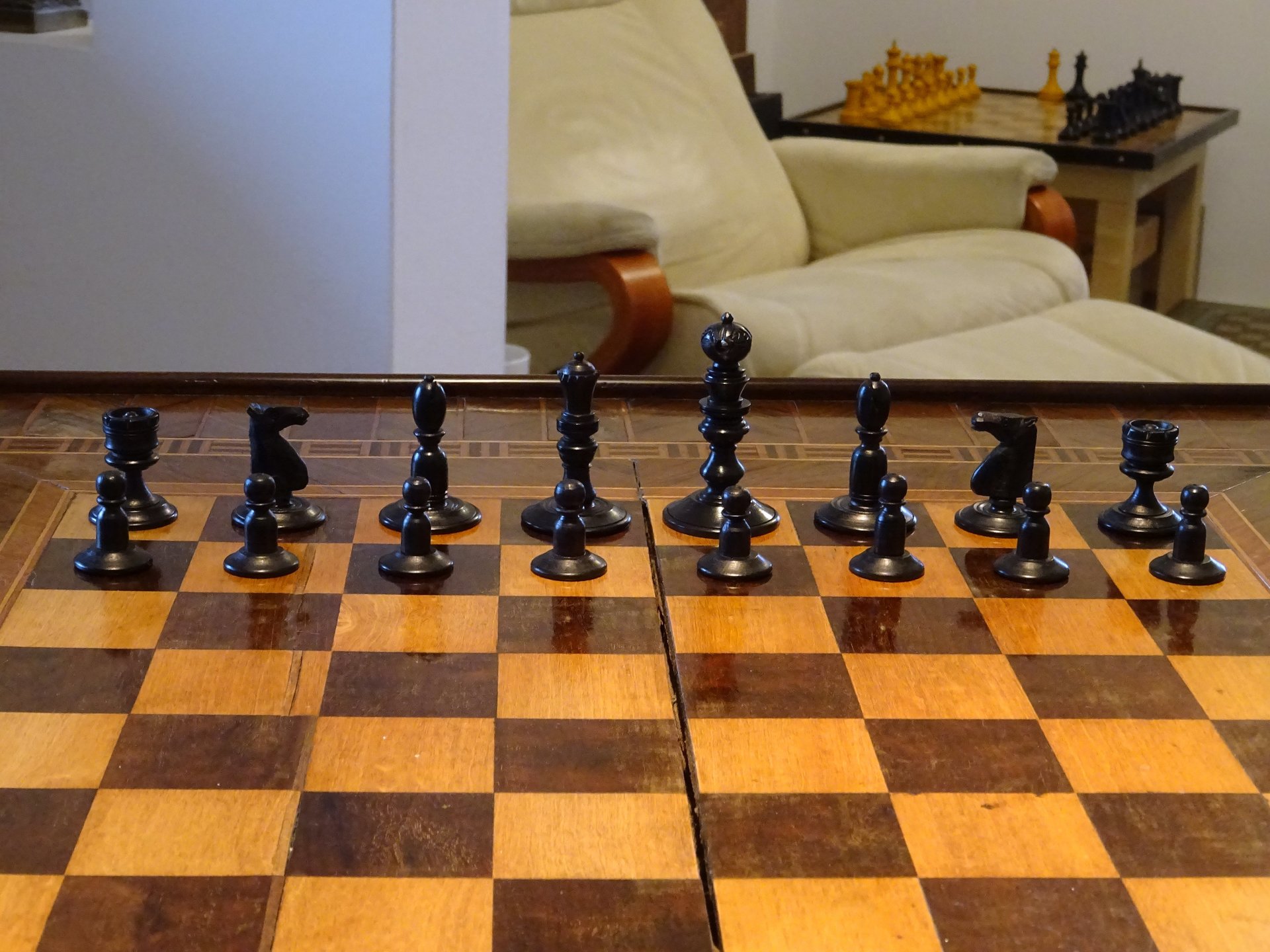 Indian Ivory & Ebony Chess Set, ca. 1900-1920