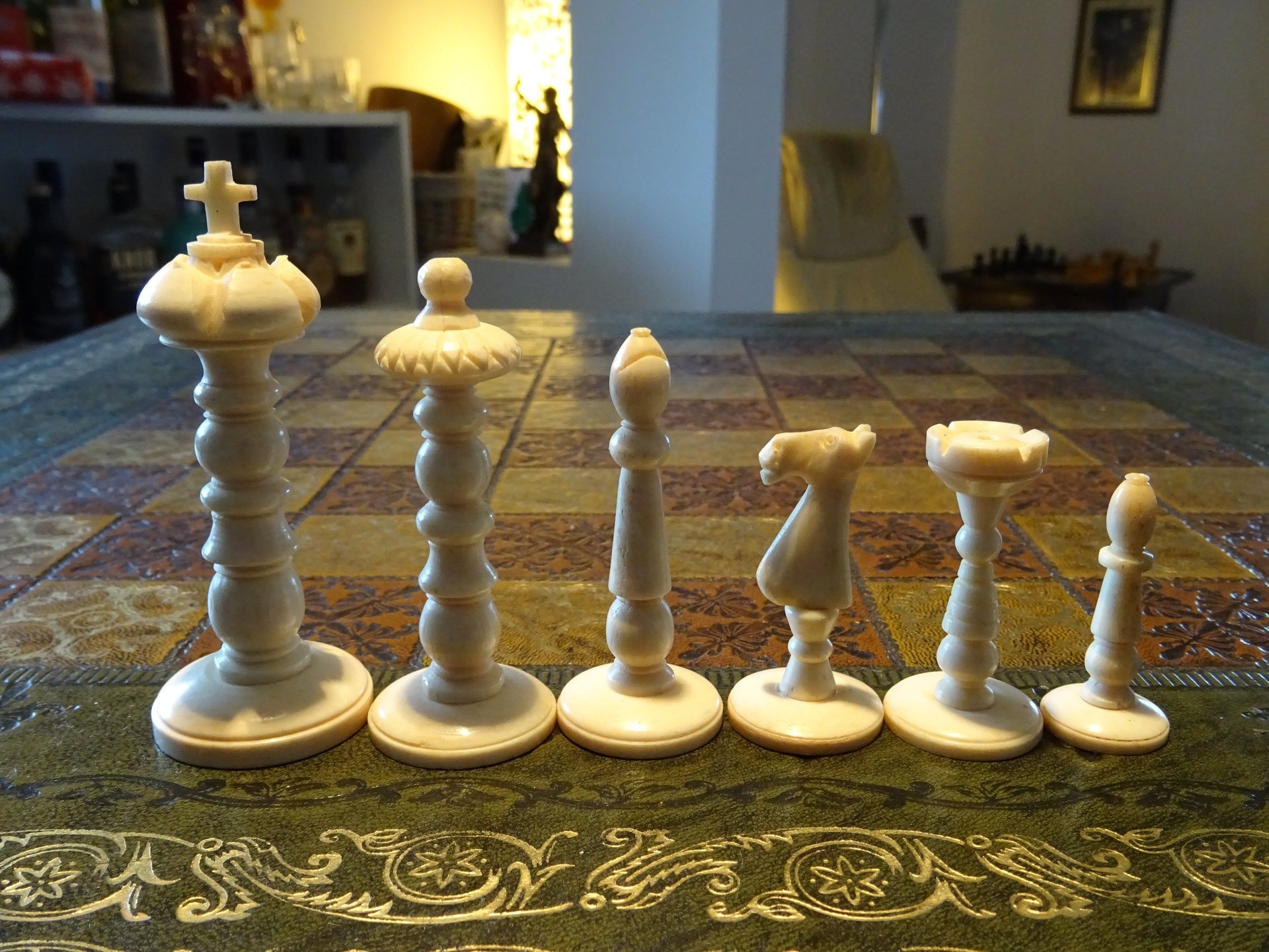 Indian Camel Bone Chess Set, ca. 1920