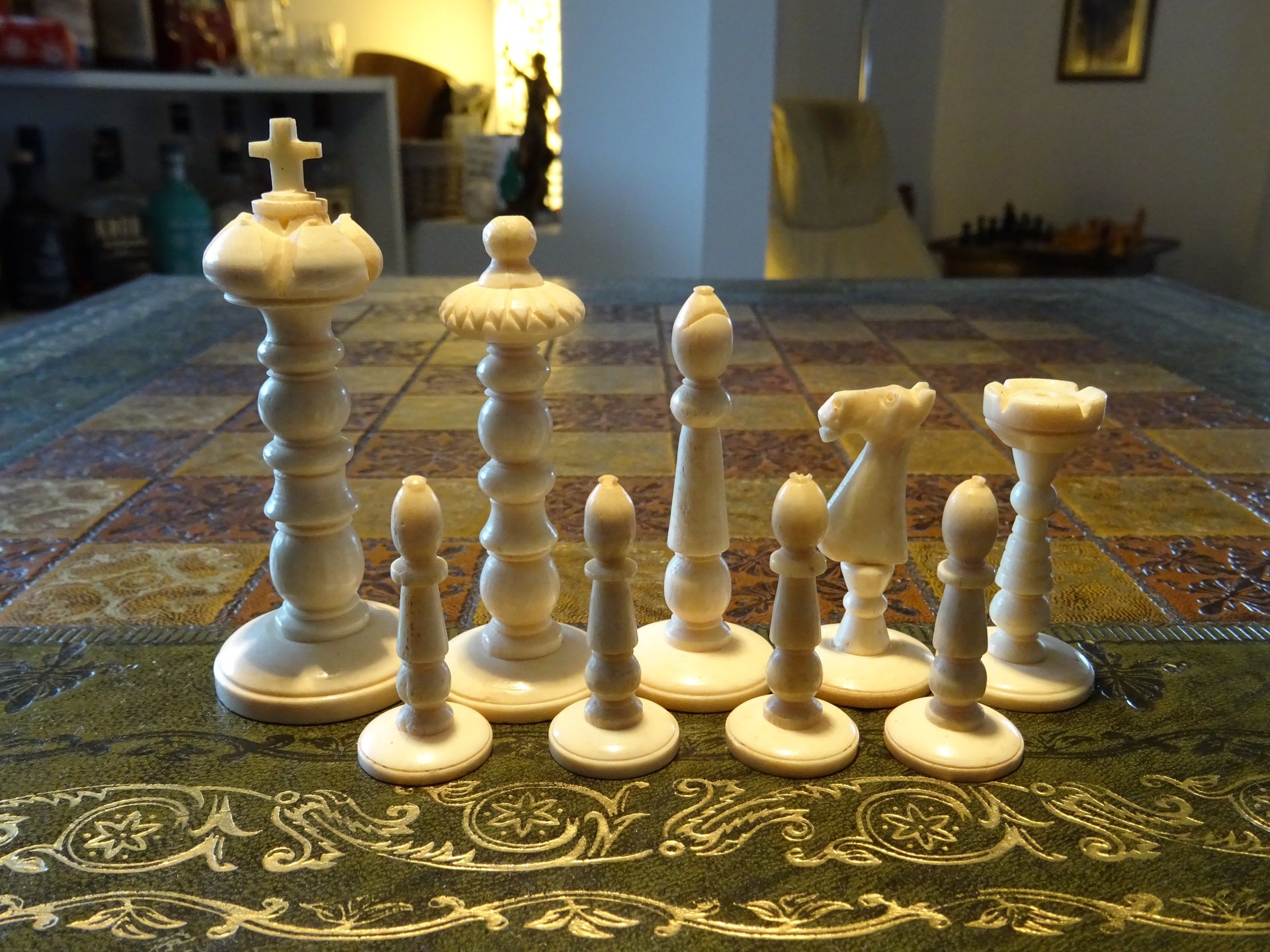 Indian Camel Bone Chess Set, ca. 1920