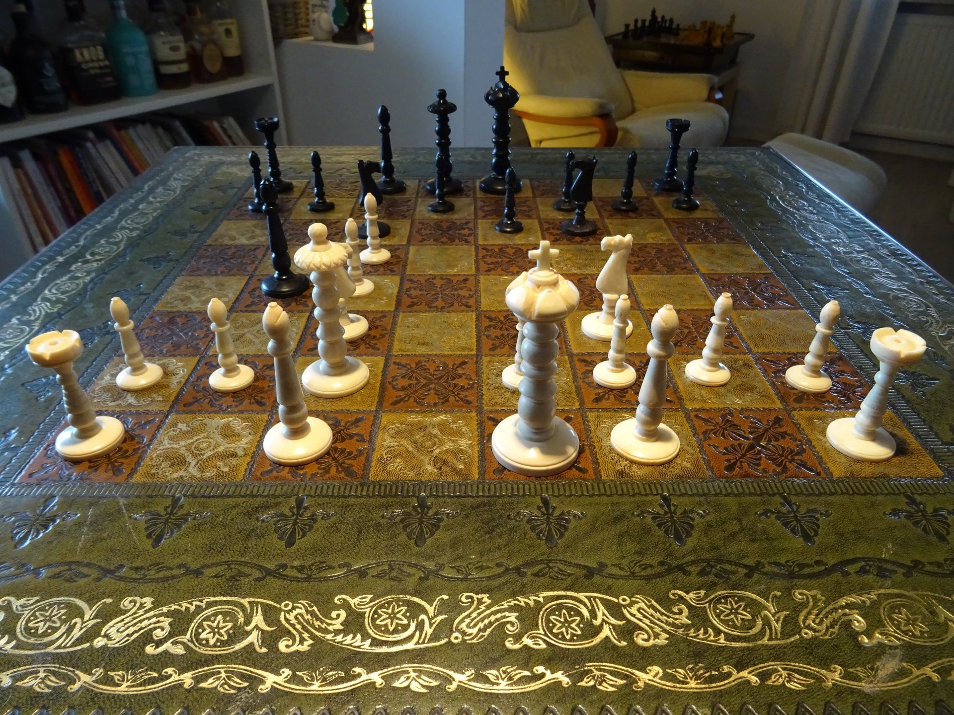 Indian Camel Bone Chess Set, ca. 1920