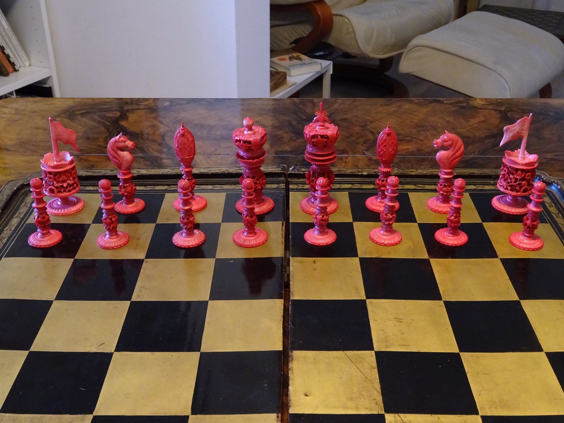 Cantonese Export "Burmese" Ivory Chess Set, ca. 1820-1850