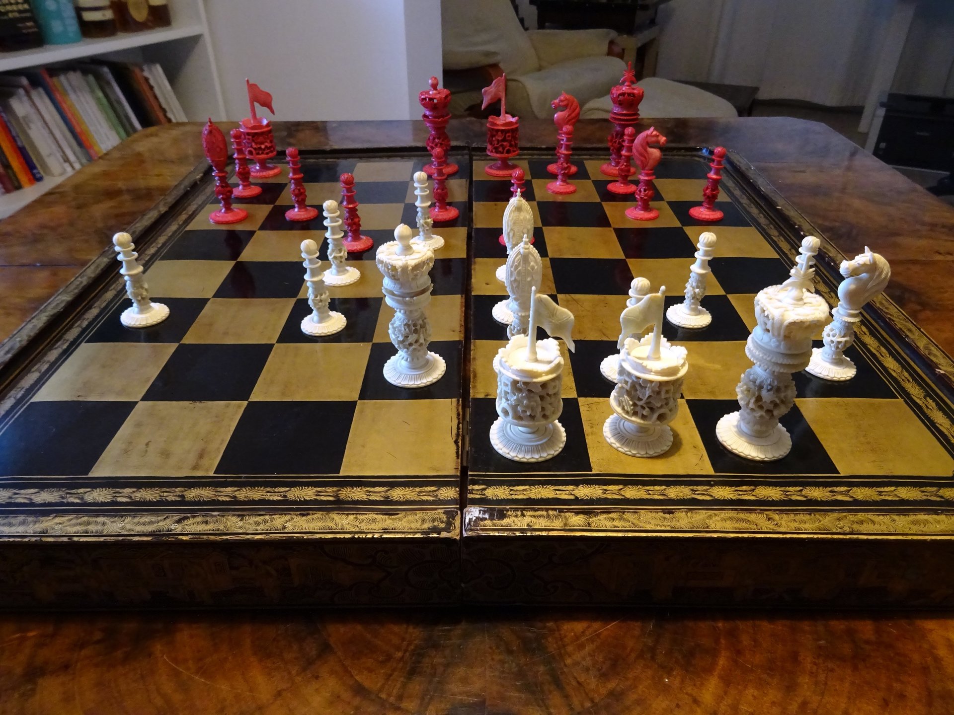 Cantonese Export "Burmese" Ivory Chess Set, ca. 1820-1850