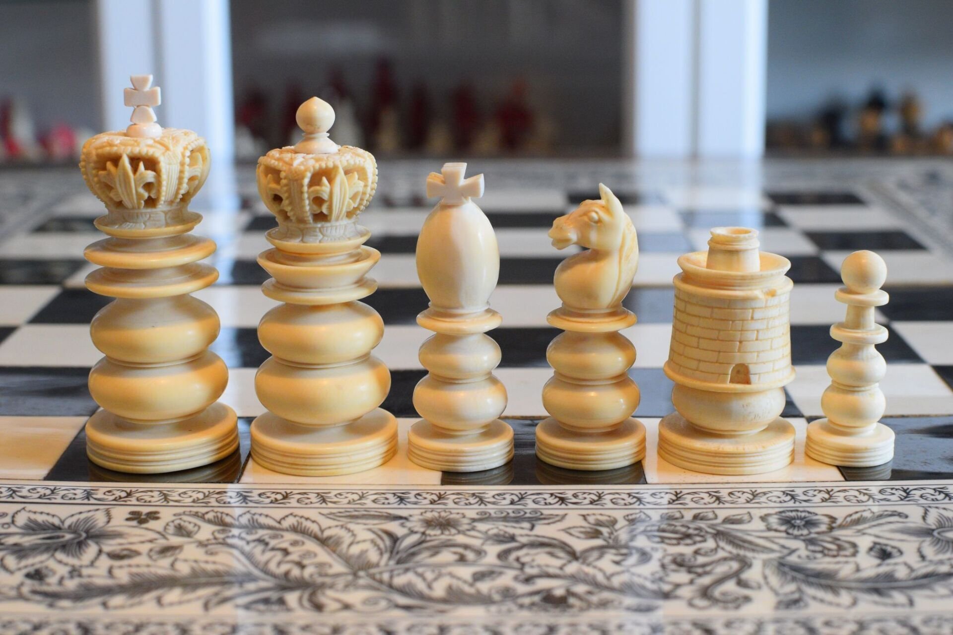 Cantonese Export "Burmese" Ivory Chess Set, ca. 1820-1850