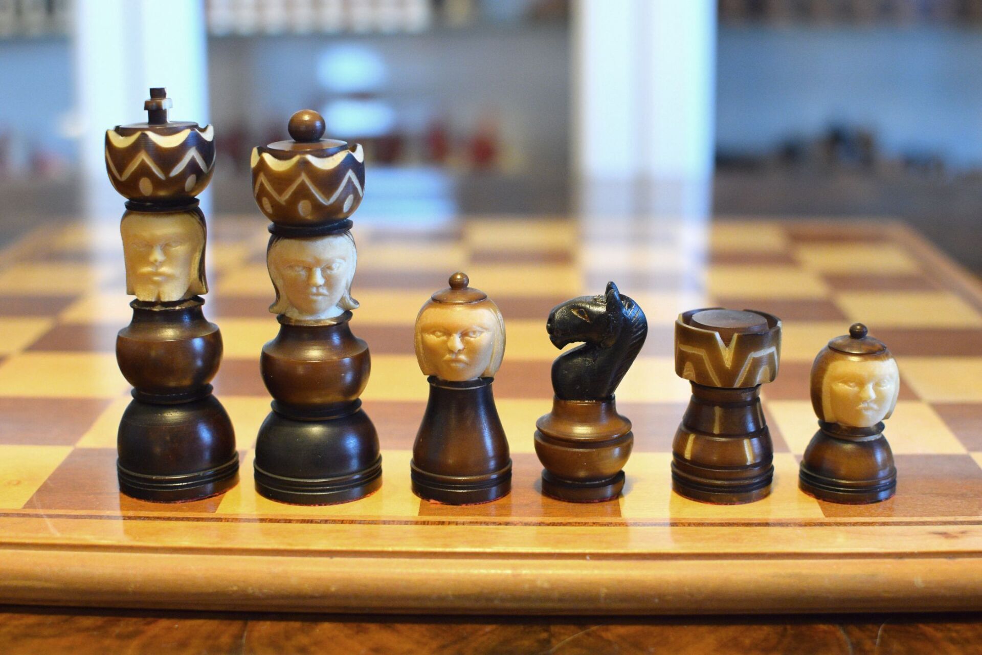 Ecuadorian Figural Tagua Nut Chess Set, 1970's