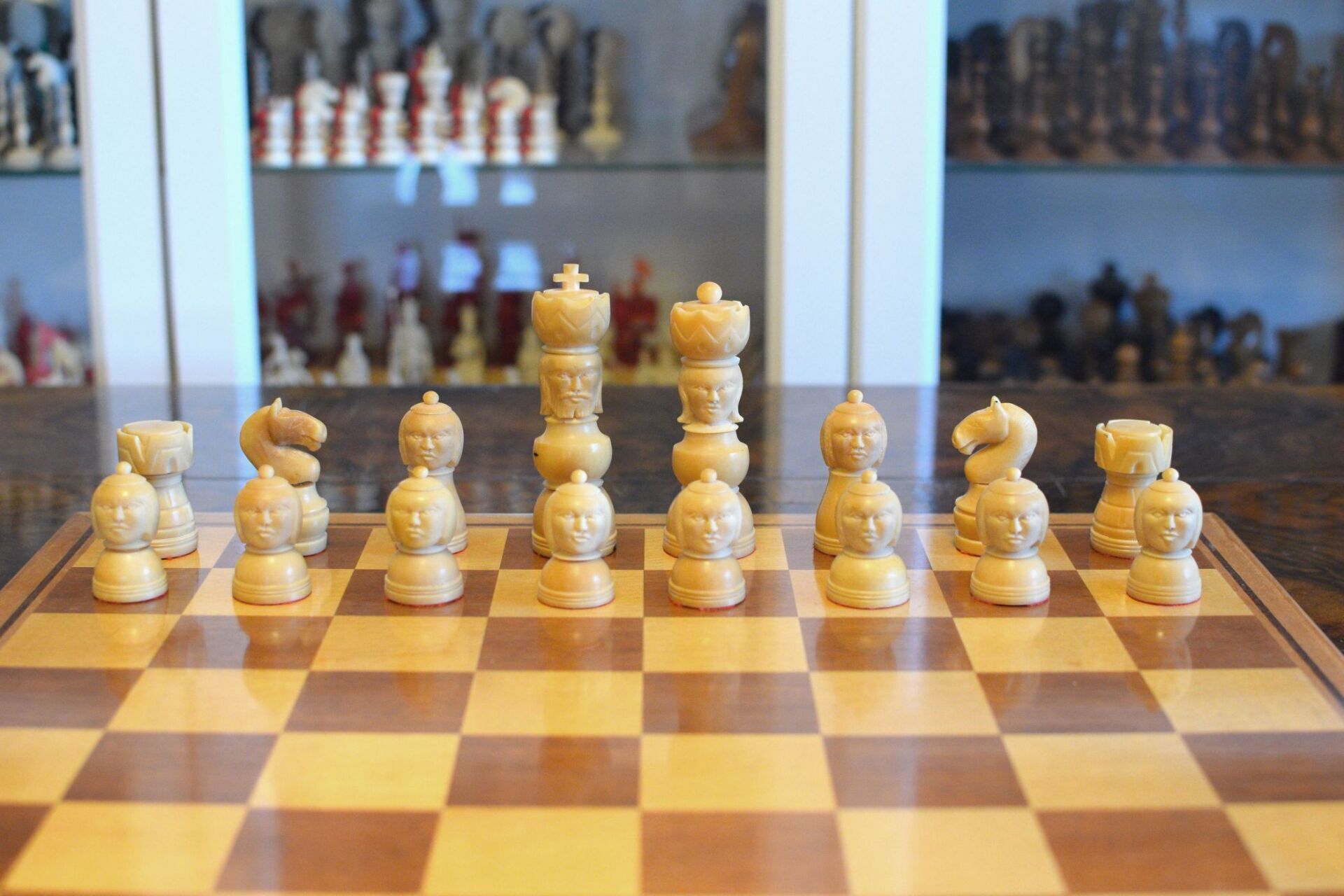 Ecuadorian Figural Tagua Nut Chess Set, 1970's