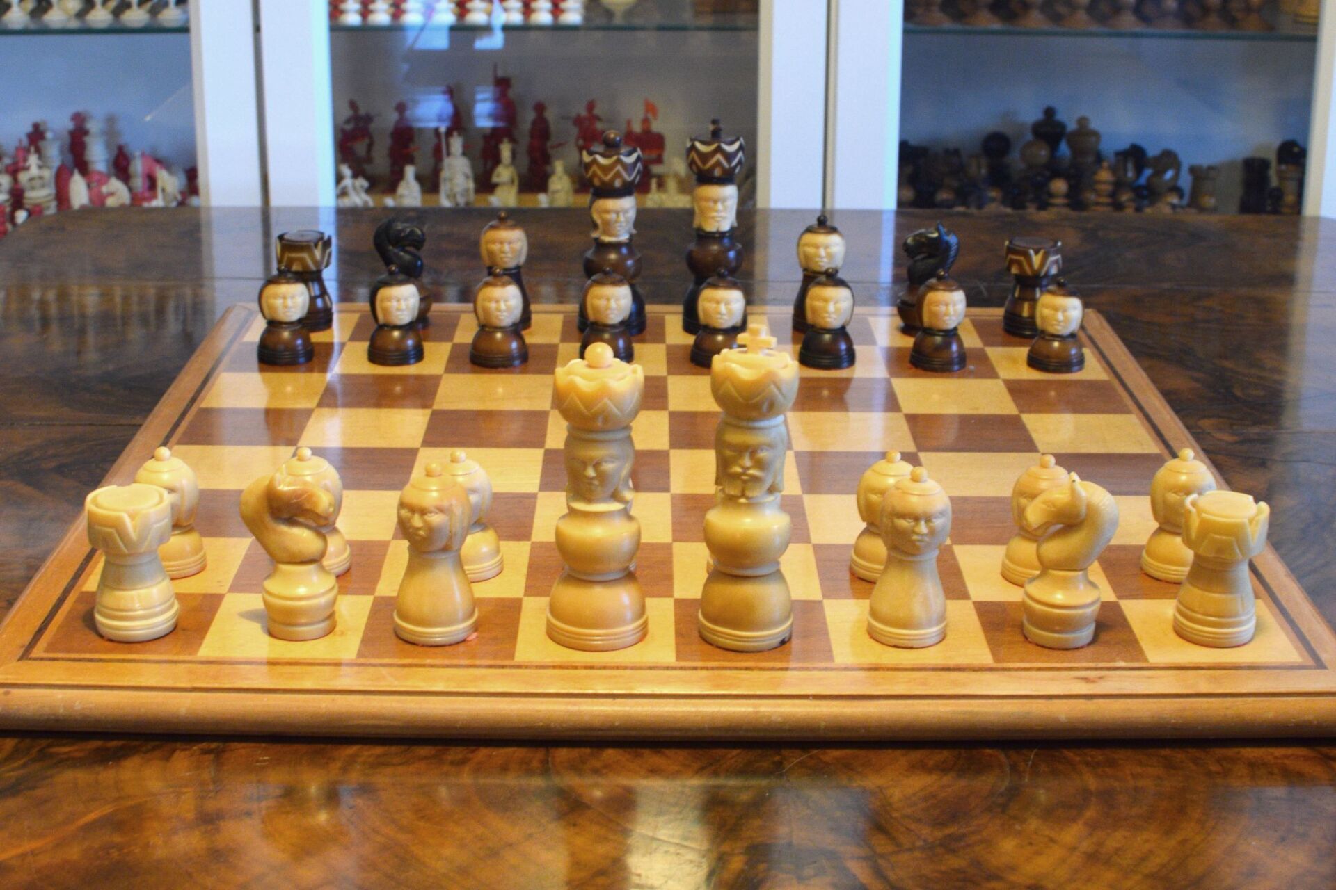 Ecuadorian Figural Tagua Nut Chess Set, 1970's