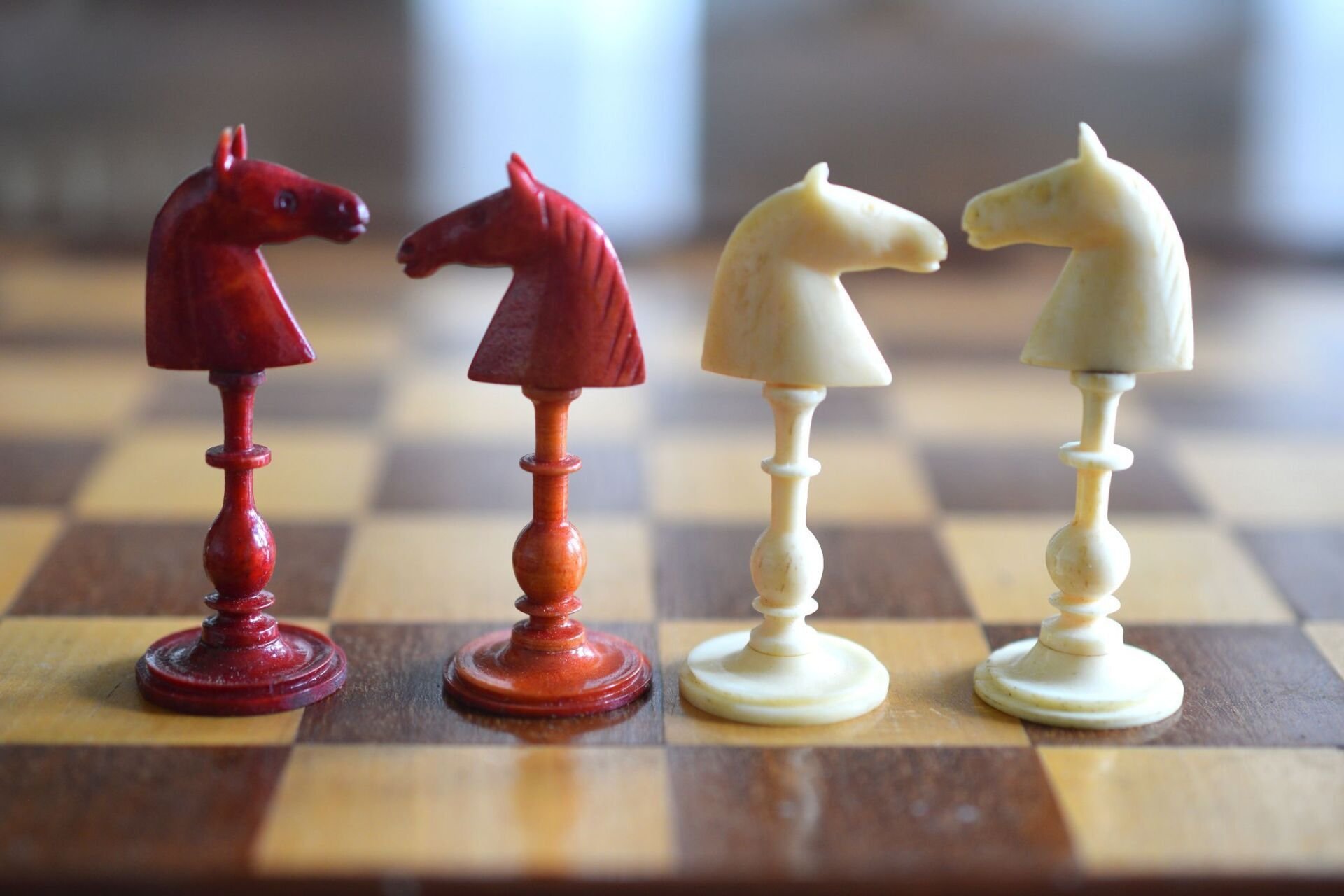 Danish Bone Chess Set, "Selenus" Pattern, ca. 1820-1850