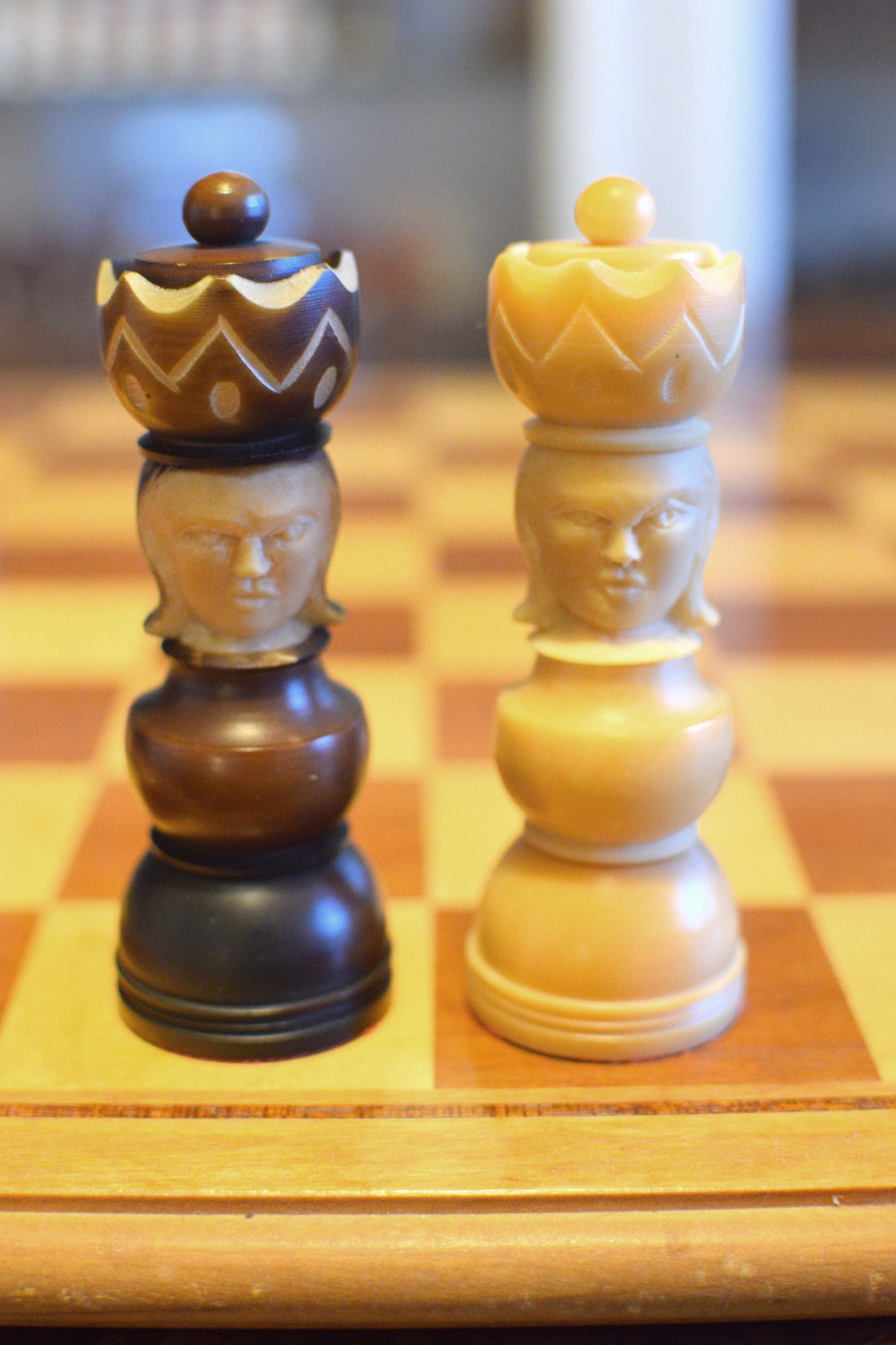 Ecuadorian Figural Tagua Nut Chess Set, 1970's