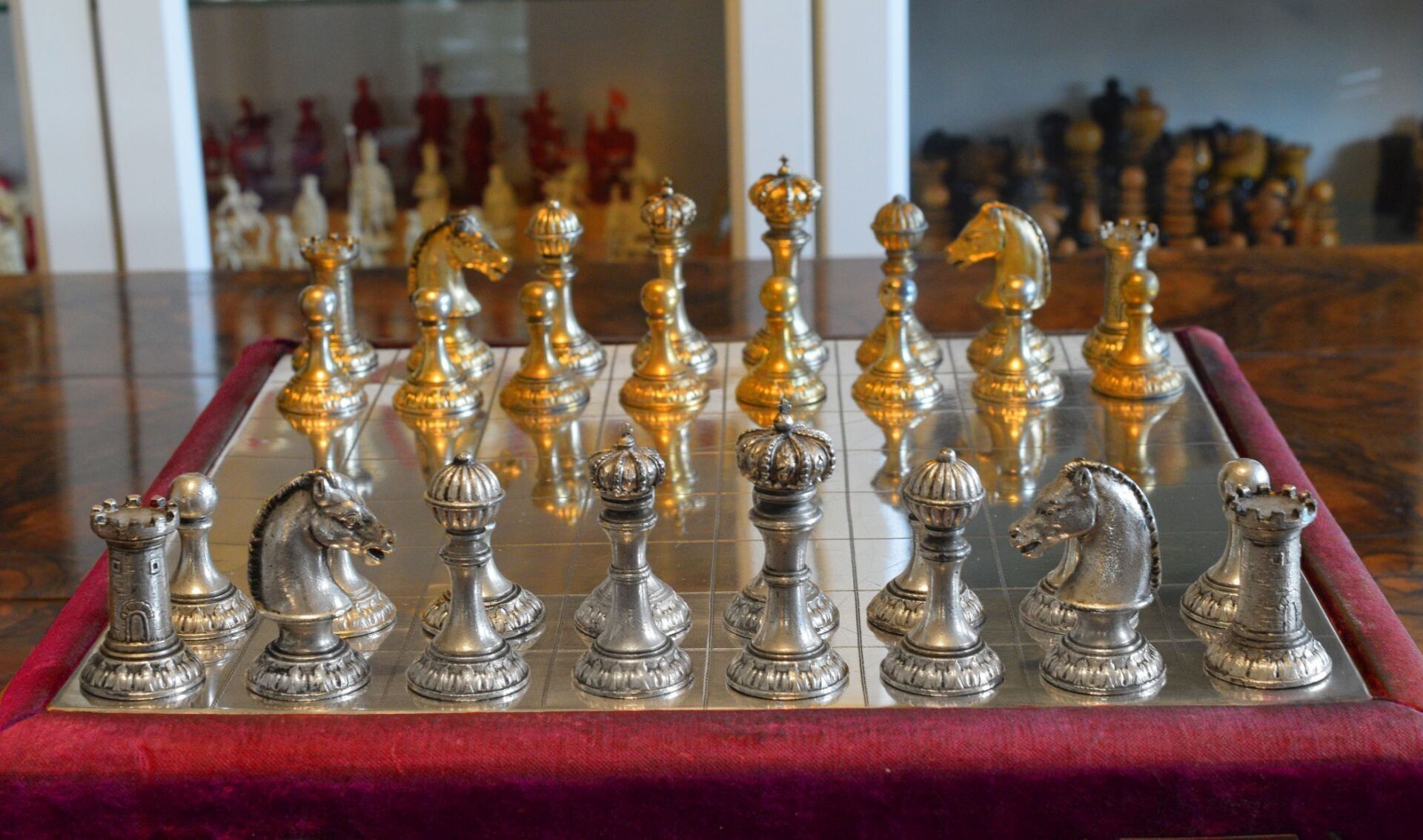 German Metal Chess Set by Württembergische Metallwarenfabrik (WMF), 1903